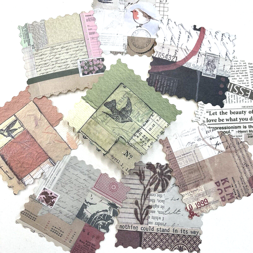 Collage Postage Stamp Shaped Paper 90 Sheets Junk Journals Scrapbooking ...