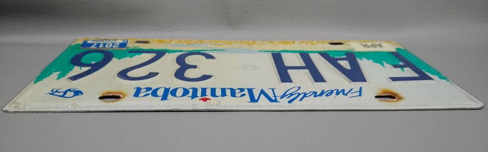 2017 Friendly Manitoba License Plate Tag FAH 326 Canada Bison Wheat 04/ ...