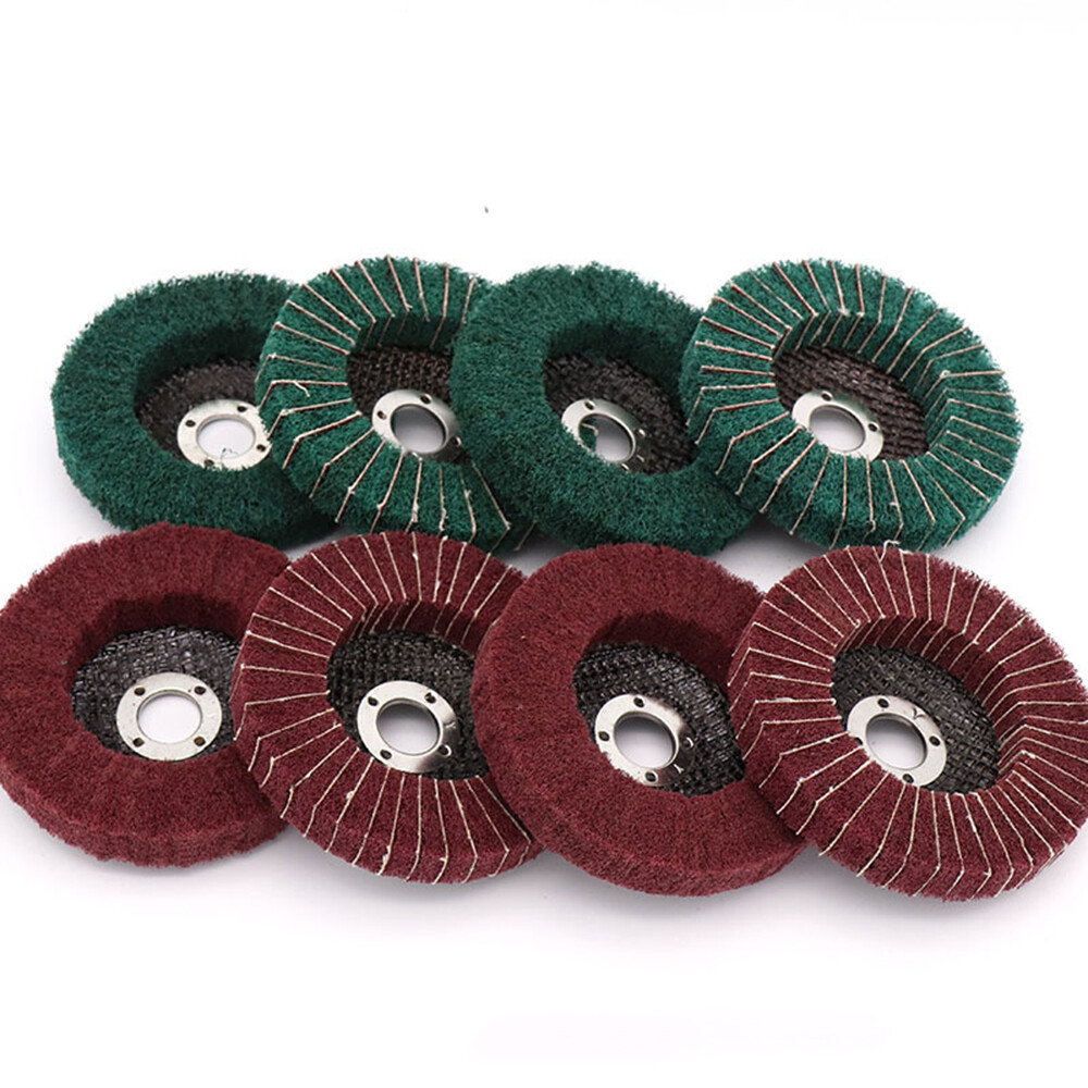4'' 100mm Nylon Fibre / Emery Flap Wheel Polishing Sanding Discs Pads ...