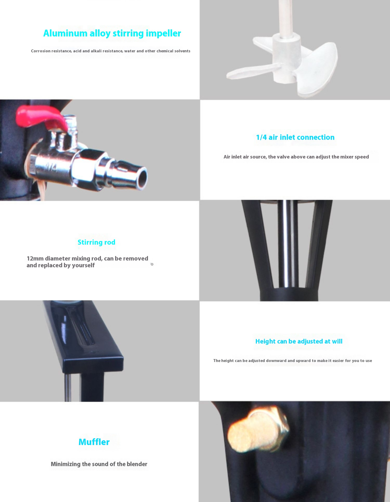 5 Gallon 20L Pneumatic Paint Mixer Auto Lift Air Agitator paint glue ...