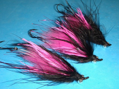 FLY FISHING FLIES - Blk/Pnk GUIDE INTRUDER Steelhd Streamers, "size #4 ...