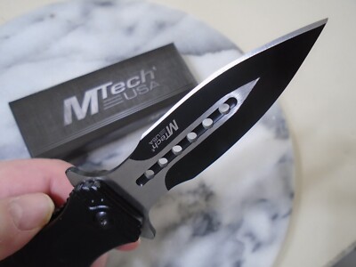 Mtech Assisted Open Dagger Pocket Knife Black Folder MT-A2044BK Spear ...