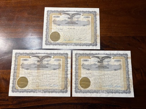 Lot Of 3 Old National Insurance Co Stock Certificates 1956 | eBay