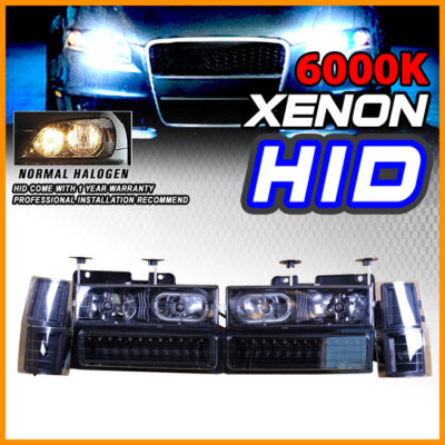 Fits 95-00 Tahoe C10 Headlights LED Bumper Corner Lamp Light 8Pc Black ...