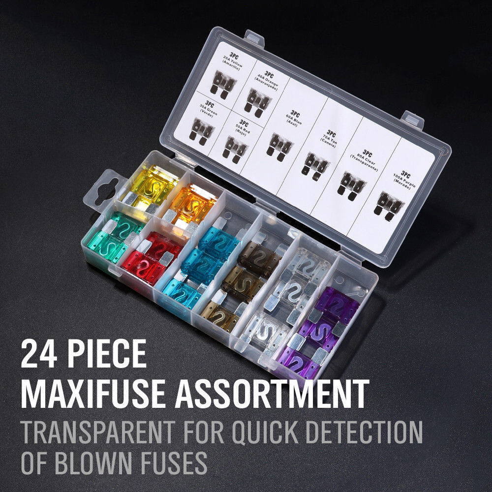 24Pcs Large Blade Fuse Kit Auto Car Assortment Big Vehicle Fuses Set ...