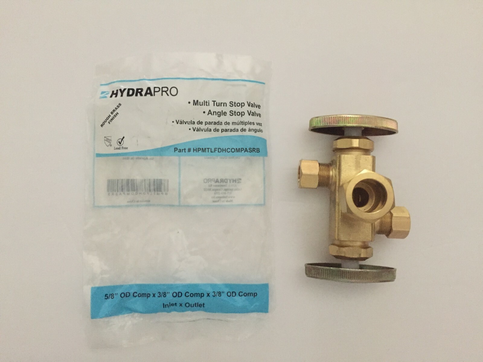 Hydrapro- Dual-Handle Shut-Off Stop Valve , 5/8" OD- C X 3/8" OD X 3/8 ...