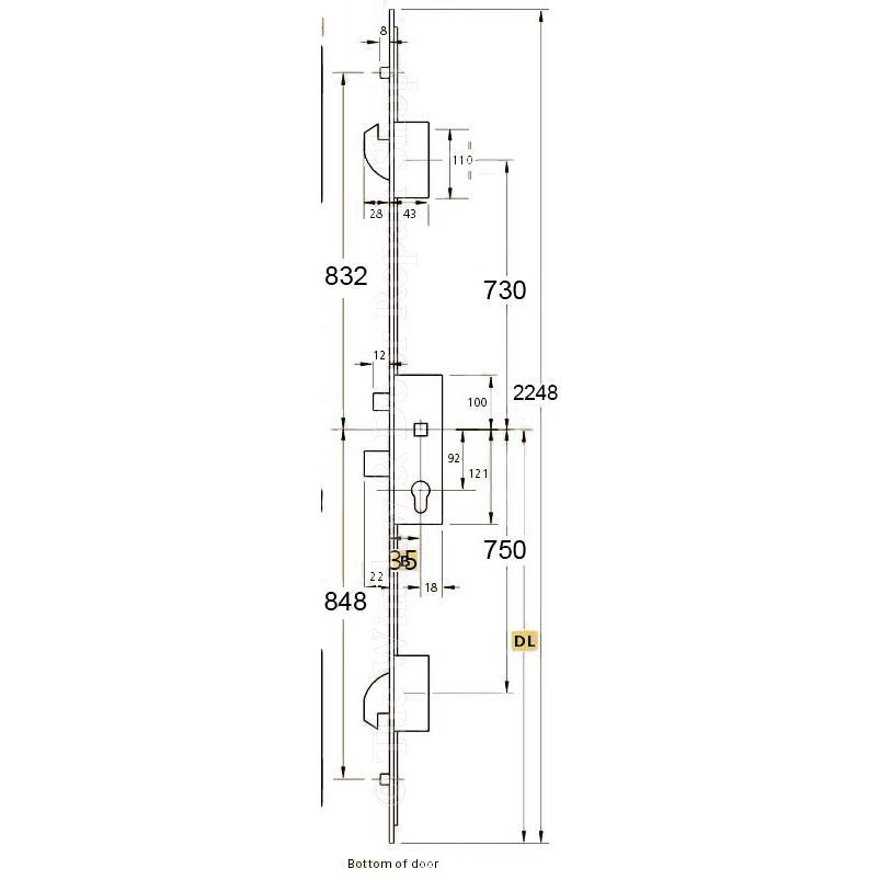 ERA Saracen UPVC Multipoint Door Lock 2 Hook 2 Roller 35mm Backset ...