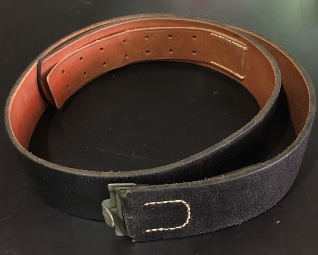 German WW2 WWII Black Leather Belt - Repro EM Army/Waffen-SS 105cm | eBay