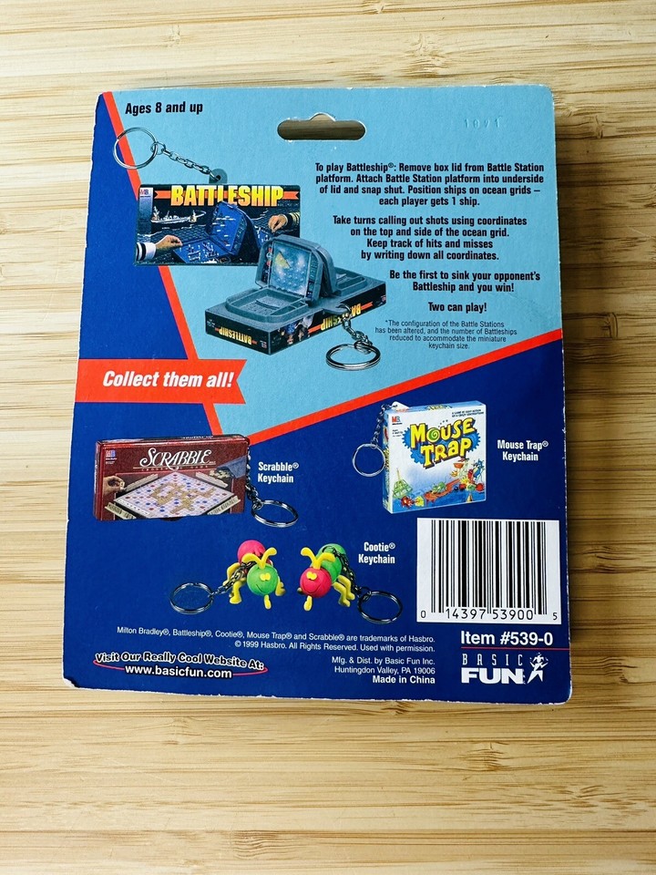 BATTLESHIP Keychain Mini Board Game 1999 Vintage 90s Really Works!! Age ...