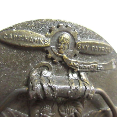 VTG NEW 1975 CAPT HAWKS SKY PATROL BELT BUCKLE FTA DOPIN DAN SOLID ...