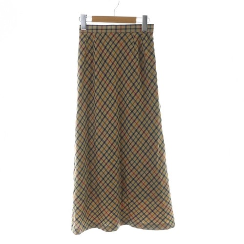 DAKS Wool Check Maxi Skirt Beige Size 64-91 Used Women's | eBay Australia