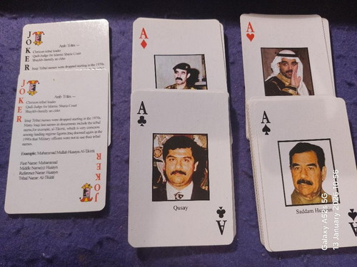 VGC IRAQI MOST WANTED Playing Cards - Saddam Hussein Complete Deck ...