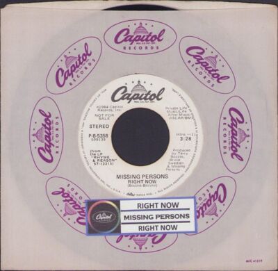 Missing Persons - Right Now Capitol 5338 Promo Vinyl 45 Rpm Record | eBay
