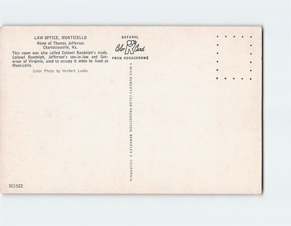 Postcard Law Office, Monticello, Charlottesville, Virginia | eBay