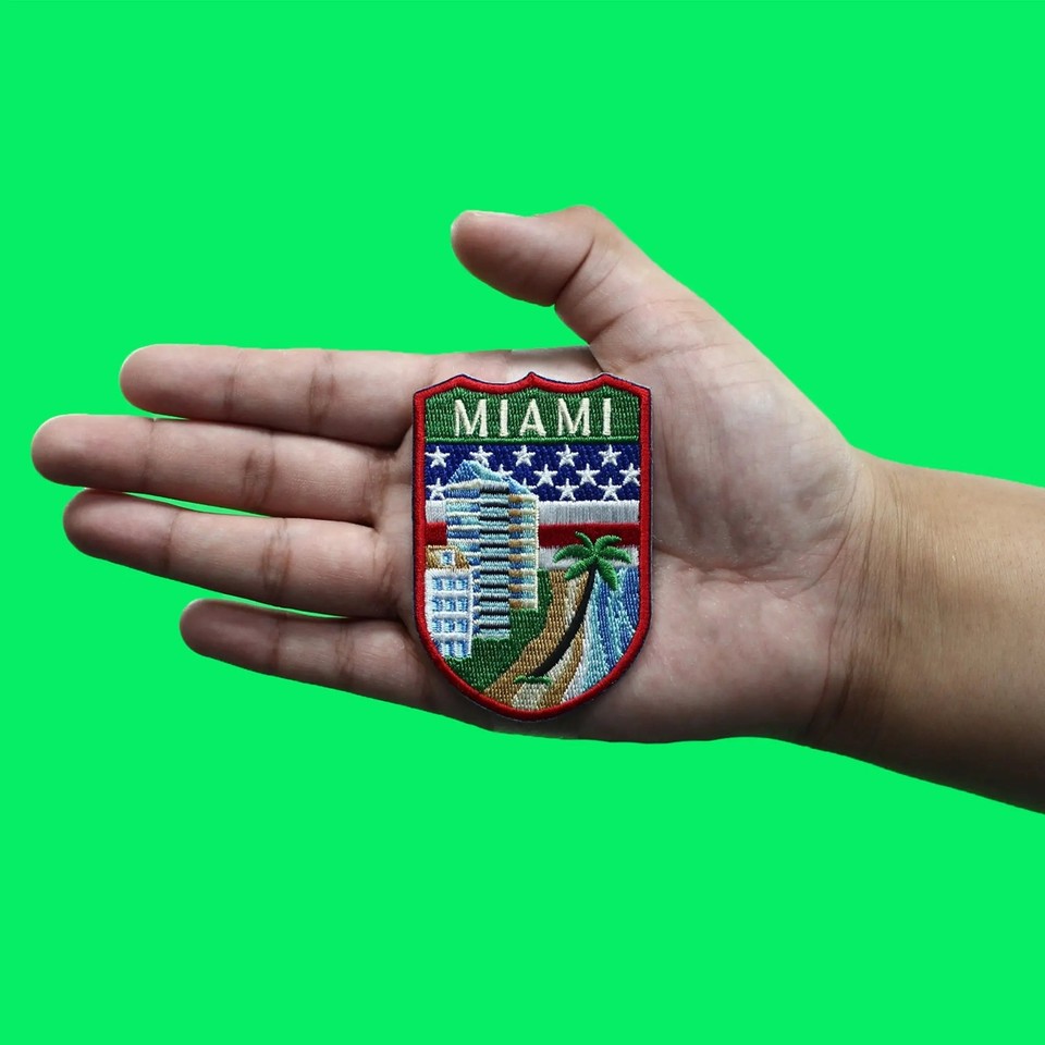 Miami Florida City Tourist Patch World Travel Badge Embroidered Iron On ...