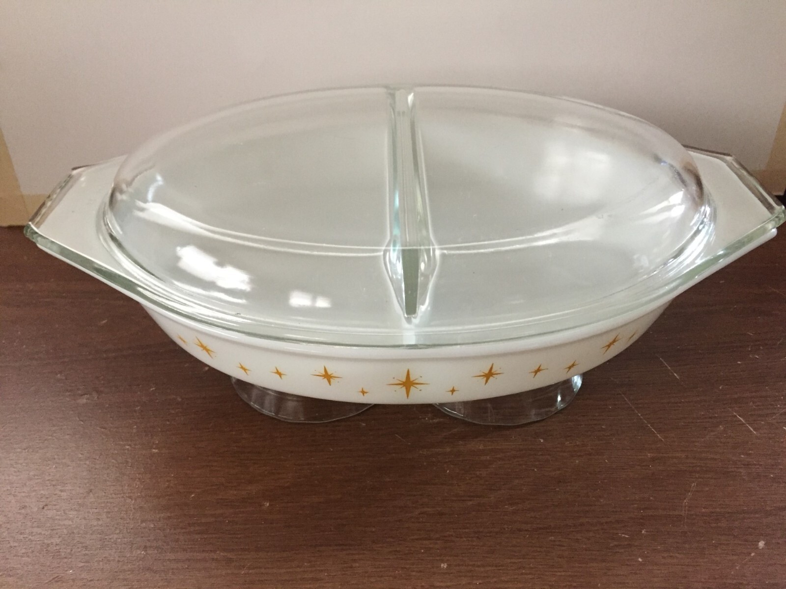 Vintage Pyrex 1 1/2 Qt. "Constellation" Oval Covered Divided Serving ...