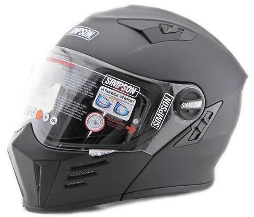 Simpson Darksome Mod Bandit Helmet Road Legal Matt Black Internal Visor ...