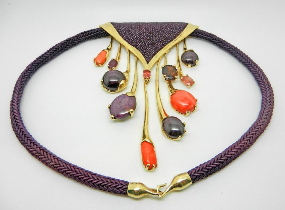 Clifton Nicholson Solid 14K Yellow Gold Star Ruby Pink Tourmaline Coral ...