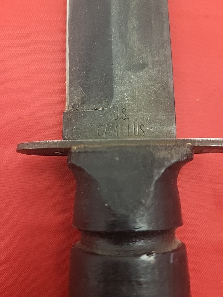US CAMILLUS Mark 2 MK2 Military Fighting Combat Knife, W/Leather Sheath ...
