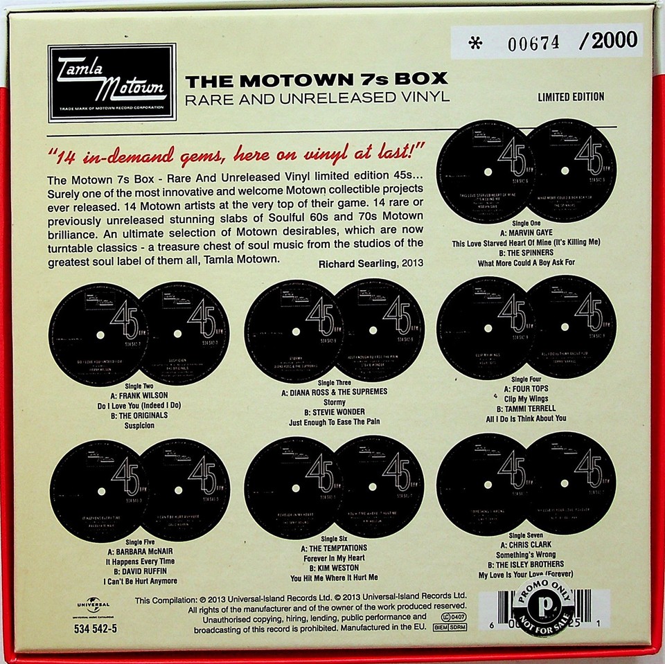 The Motown 7s Box - Rare And Unreleased Vinyl 7 x 7" Set NM (2013 ...