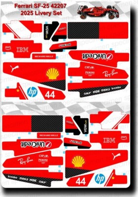 42207 LEGO Ferrari SF24 2025 Livery Sticker Set Lewis Hamilton ...