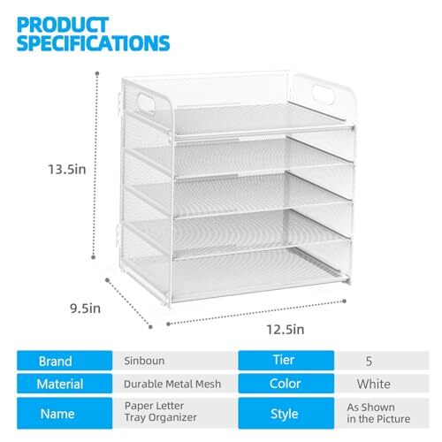 Letter Tray Paper Organizer 5-Tier Desk Organizer 5-tier Desk Organizer ...