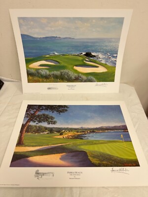 new Lot of 4 Bernard Willington signed Pebble Beach golf prints hole ...