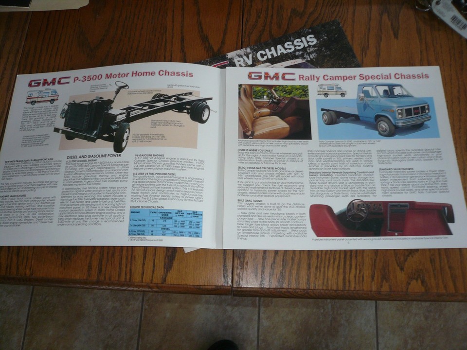 1985 GMC Truck RV Chassis Sales Brochure - Vintage - Two for One Price ...