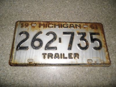 Vintage 1961 Michigan Trailer License Plate - 262-735 | eBay