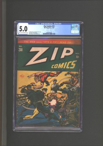 Zip Comics #31 CGC 5.0 Irv Novick War Cover 1942 | eBay