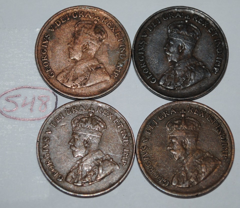 Canada 1920 1928 1929 1932 George V 1 Cent Canadian Copper Coins Lot # ...