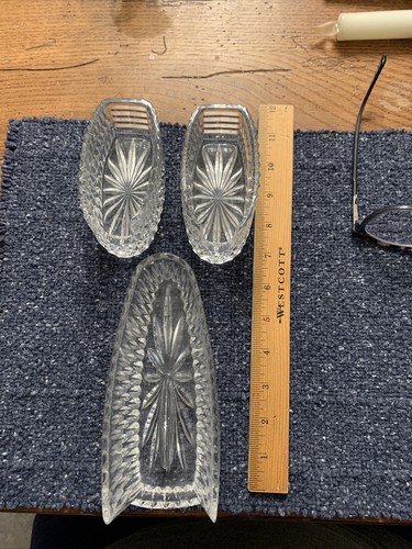 Princess House 3 Crystal Fork & Spoon Rest Utensil Holder Clear Glass ...