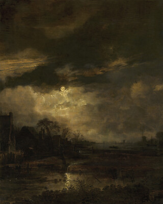1600s Night Landscape Painting Reproduction Giclee Print on Fine Art ...