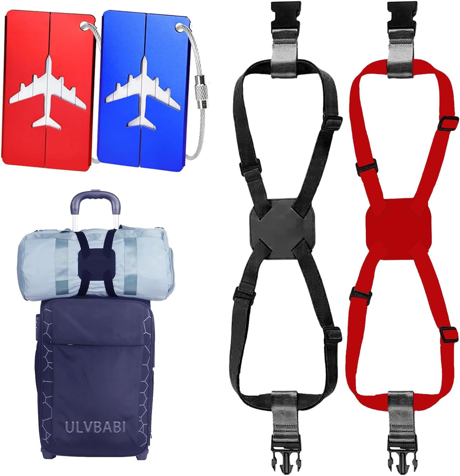 4 Pcs Luggage Straps with Luggage Tags, Adjustable Packing Belts for ...