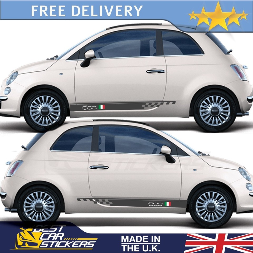 For Fiat 500 Side Racing Stripes Car Graphics Decals Vinyl Stickers ...