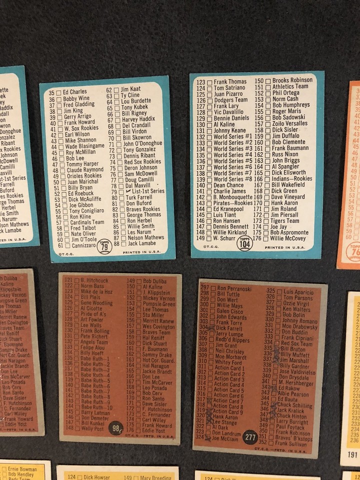 (19) 1961 1962 1963 1964 1965 Topps Vintage Baseball CHECKLIST Card Lot ...