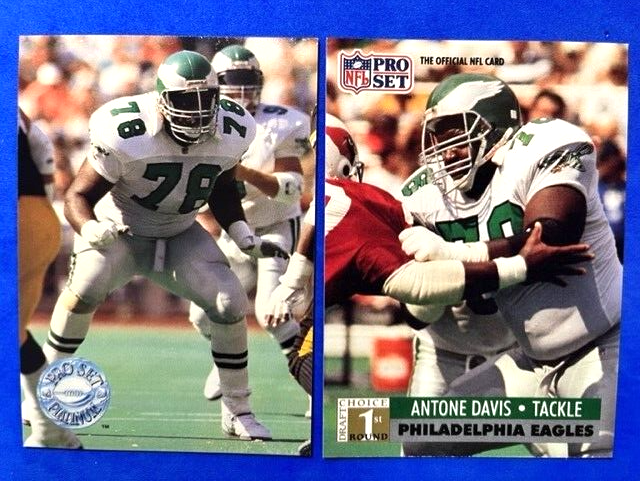 NFL - Antone Davis 1991 Pro Set Platinum RC & 1991 Pro Set Draft Choice ...
