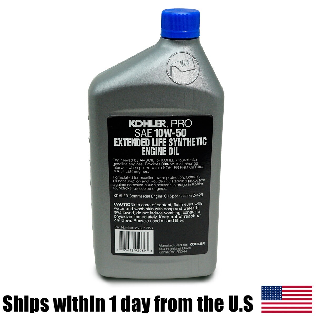 12PK Kohler 25 357 72-S Pro SAE 10W-50 Extended Life Synthetic Engine ...