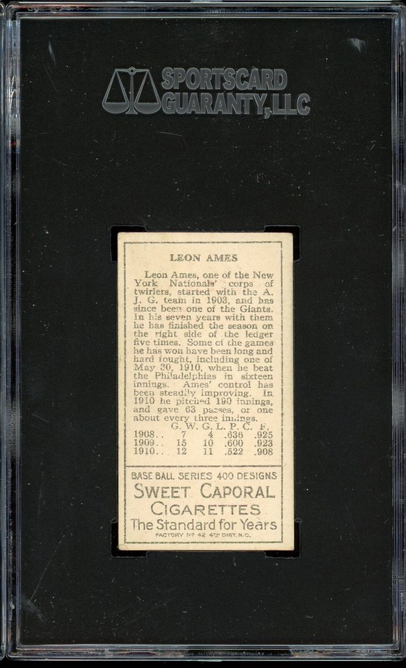 1911 T205 Gold Border Tobacco Red Leon Ames SGC 5 | eBay