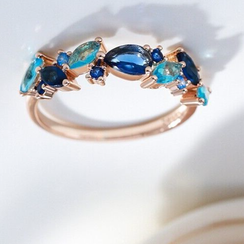 Elegant 585 RG Rose gold rose gold with Natural sapphire 2 gr Cocktail ...