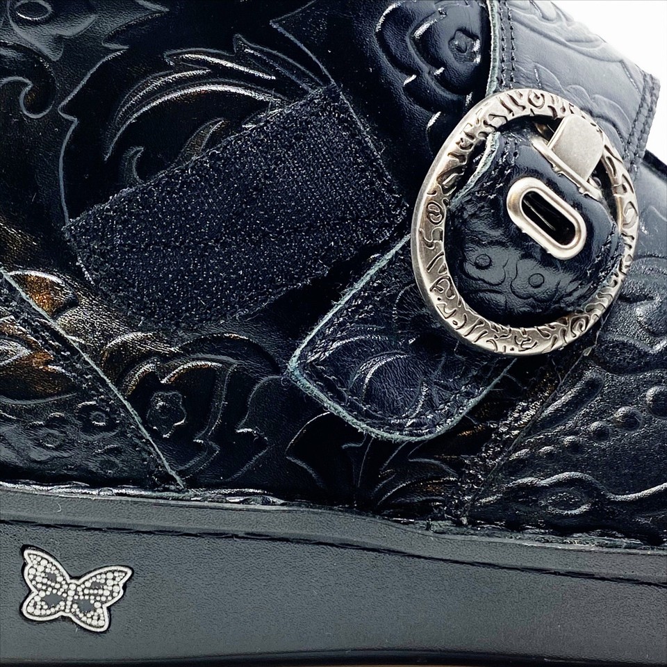 Alegria Caiti Yeehaw Black Leather Booties Shoes CAT-691 Hook/Loop 10.5 ...