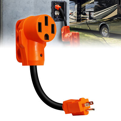 50A to 15A RV Power Adapter Cord Plug; NEMA 14-50R, 5-15P For Trailer ...