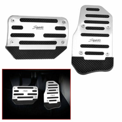 Universal Silver Non Slip Automatic Gas Brake Foot Pedal Pad Cover ...