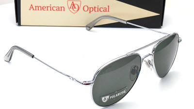American Optical General Pilot Silver Black Mens Sunglasses 55mm | eBay
