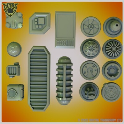 industrial greeblies for 28mm modern WW2 greeble greebly model parts ...