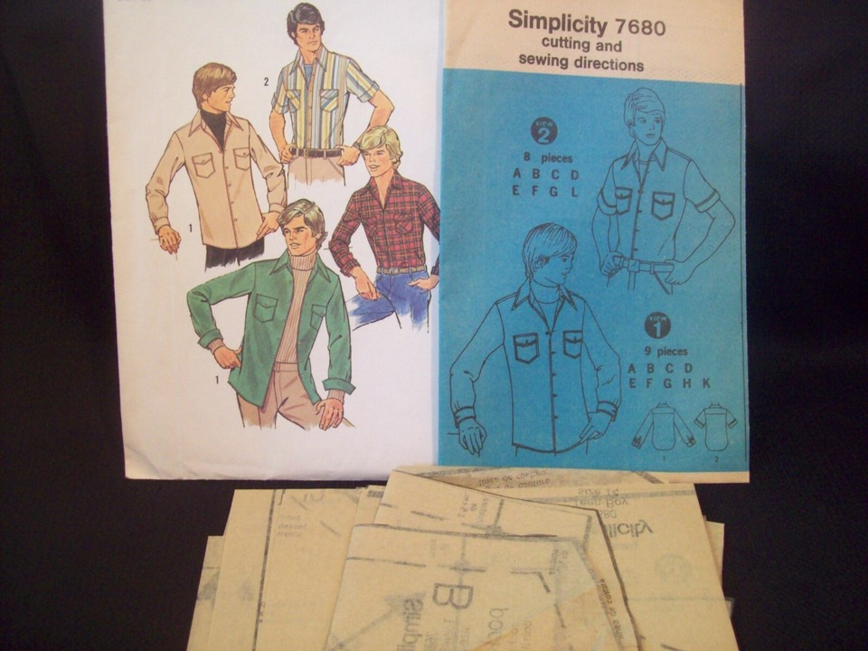 Vintage Simplicity Pattern 7680 Boys Shirt Variety Cut Size 14 circa ...