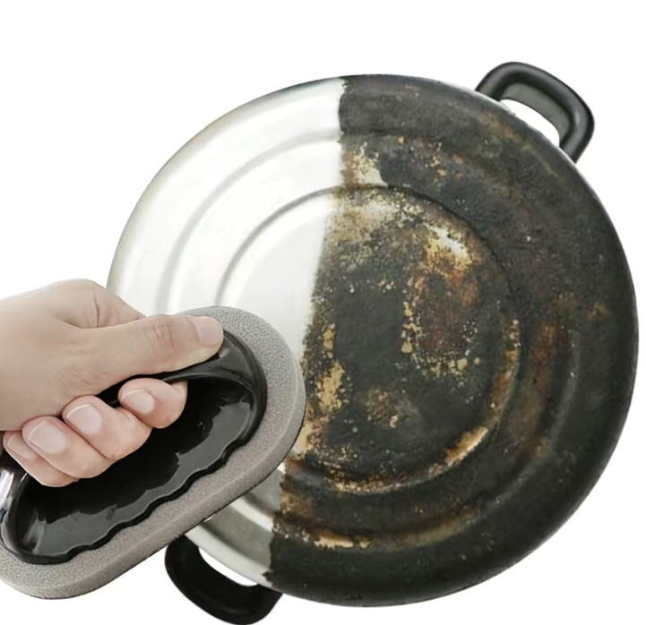 2PC Handle Brush Emery Sponge Kitchen Pot Rust Cleaning Tool Sink ...