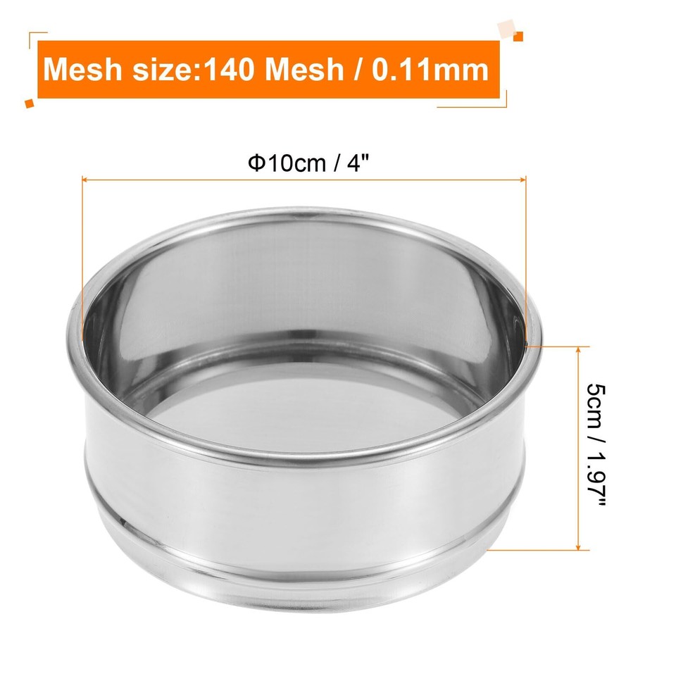 140 Mesh Lab Sieve 4" Diameter Test Sieve 304 Stainless Steel Wire ...