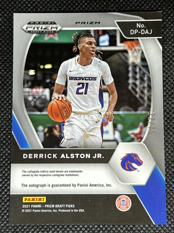 2021 Panini Prizm DP DERRICK ALSTON JR RC 22/75 BLUE ICE PRIZM AUTO ...