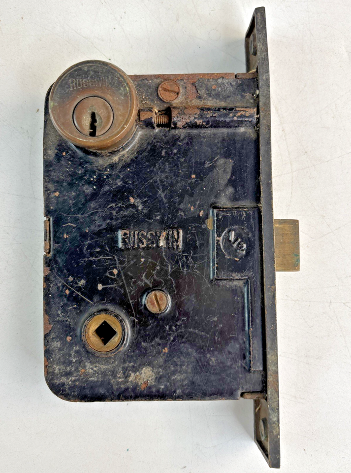Antique Vintage Russwin Mortise Door Lock with Key ~ R1248 1/2 Type CL ...